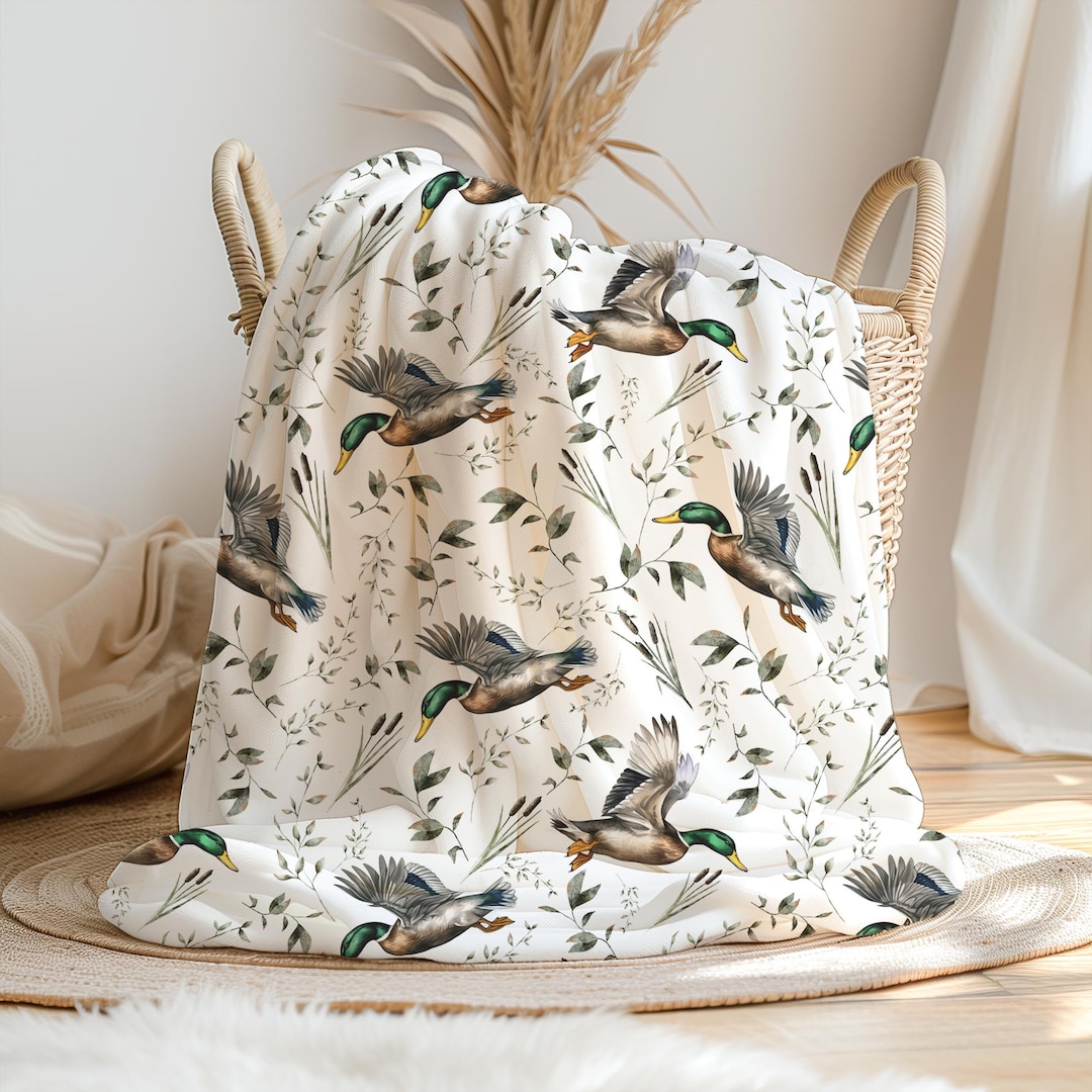 Custom Mallard Duck Baby Name Blanket Personalized Hunting Swaddle ...