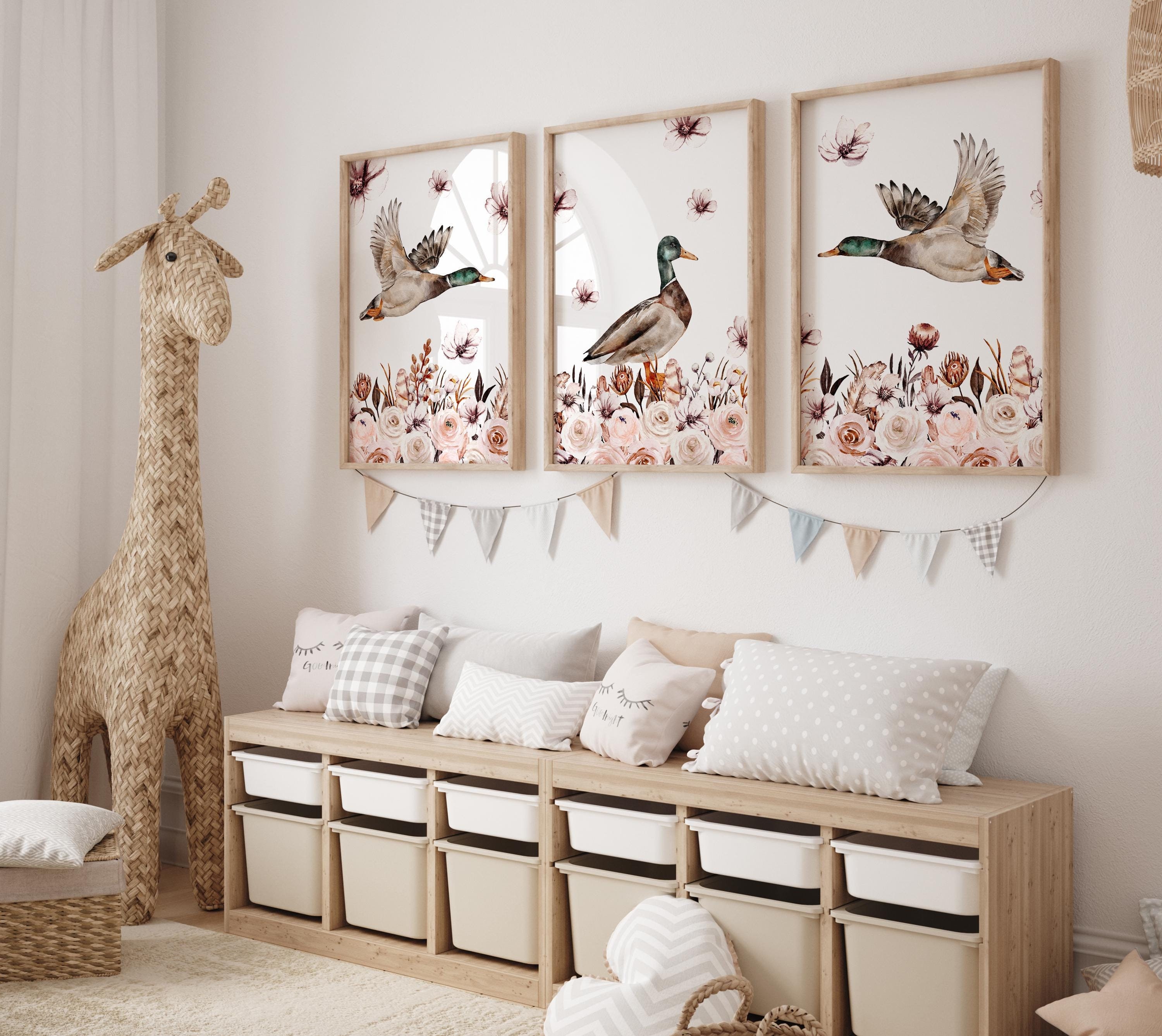 Mallard Duck Nursery Wall Art, Set of 3 Hunting Prints, Duck Posters ...