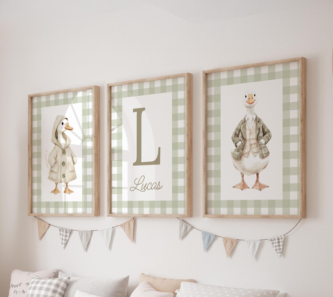 Custom Silly Goose Prints, Set of 3 Goose Nursery Wall Art, Boho, Farm ...