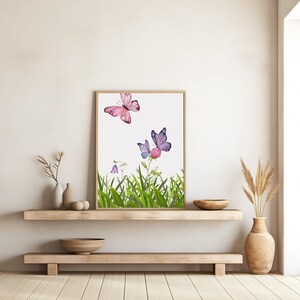 Butterfly Nursery Wall Art, Set of 3 Wildflowers Prints, Grass Posters ...