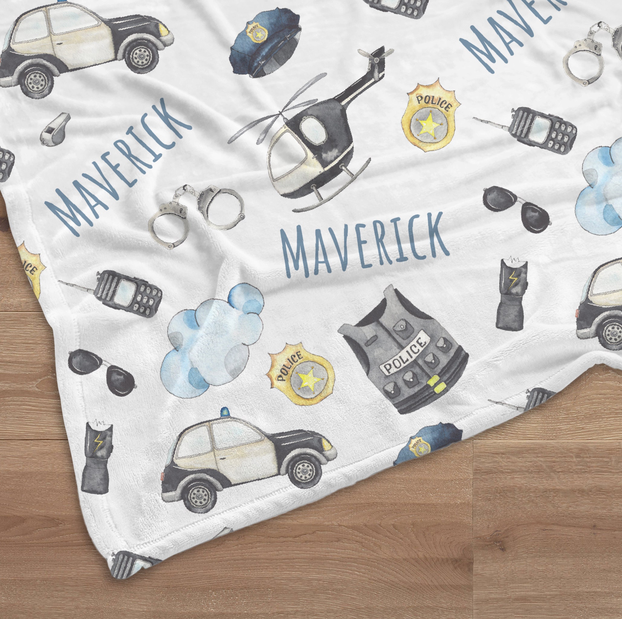 Custom Police Name Blanket, Personalized Police Officer Swaddle, Police ...