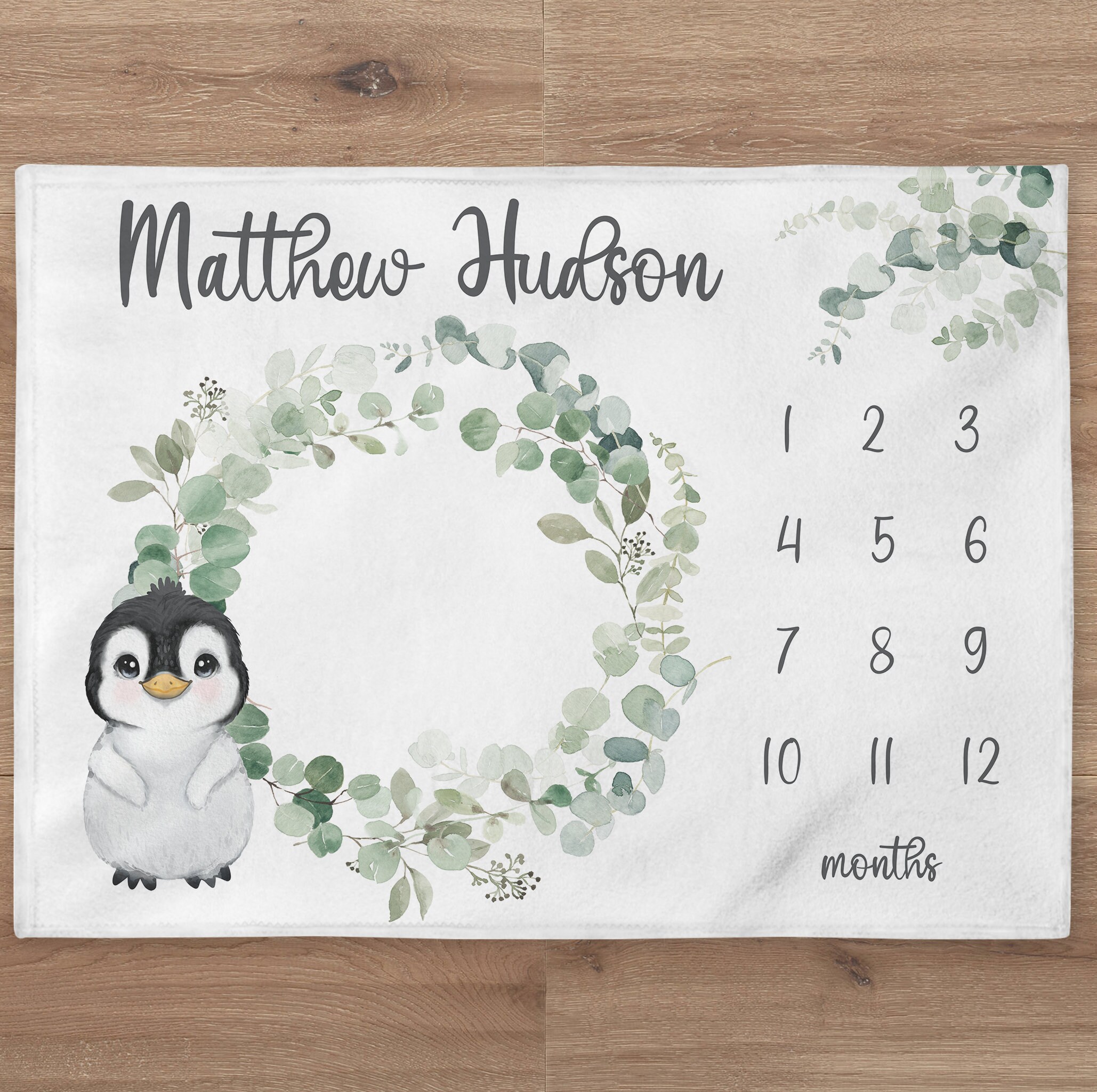 Penguin Milestone Blanket Custom Penguin Blanket - Etsy
