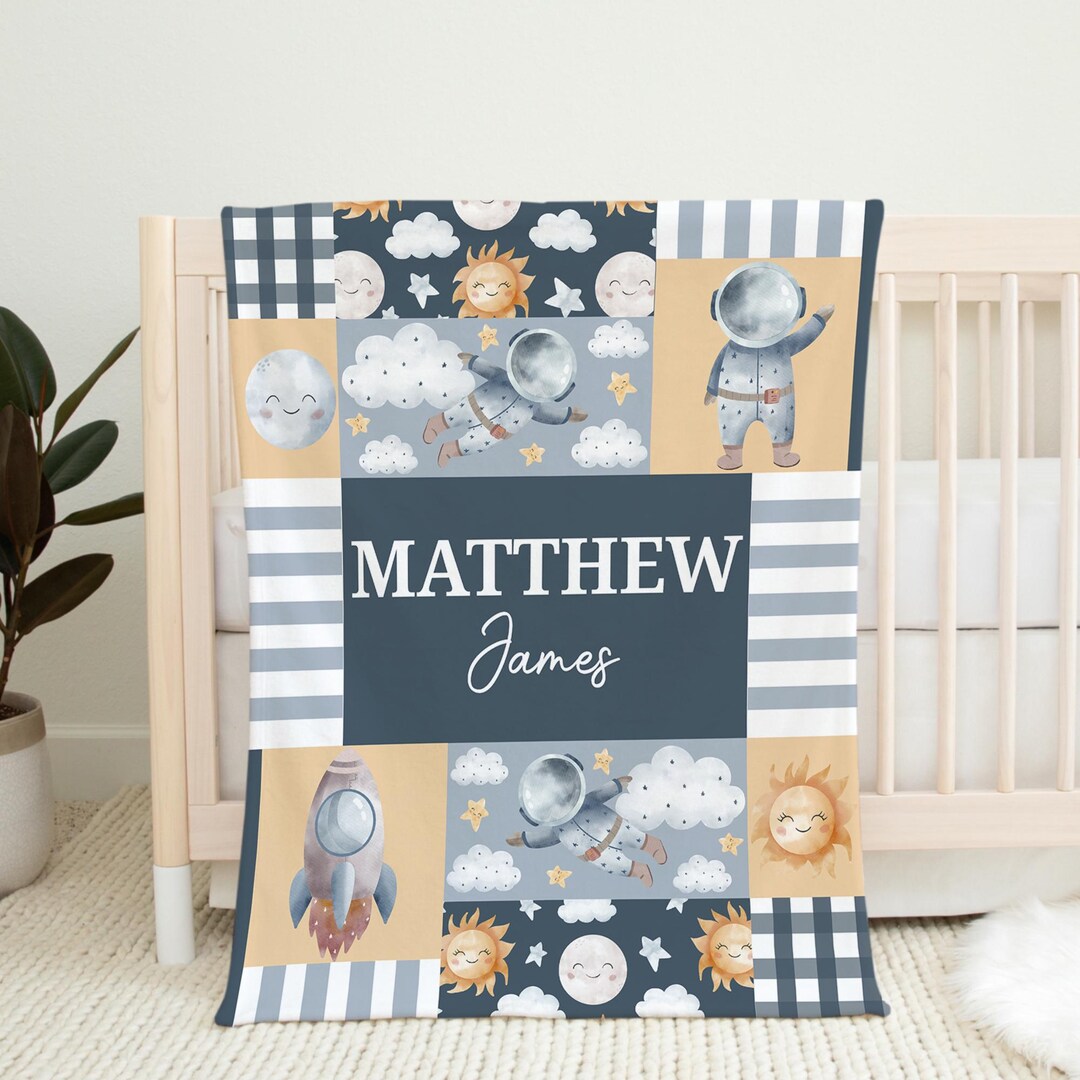 Space Blanket, Custom Rockets Nursery, Astronaut Crib Bedding, Kids ...