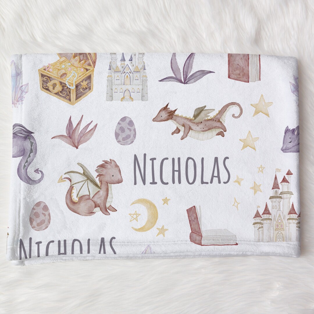 Custom Dragons Baby Name Blanket Personalized Dragon Swaddle Hospital ...