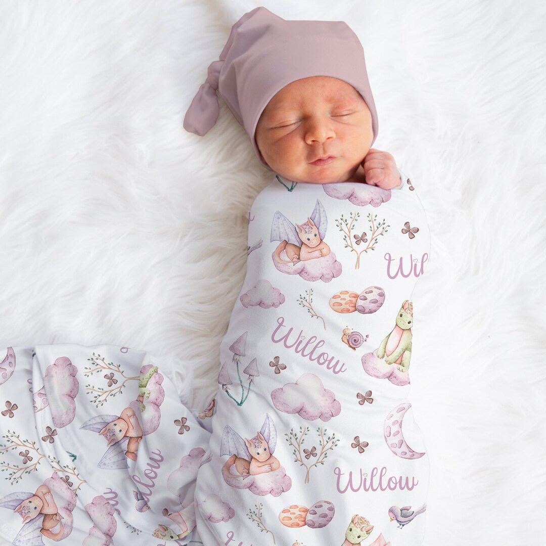 Custom Dragons Baby Girl Swaddle | Personalized Baby Girl Dragon Name ...