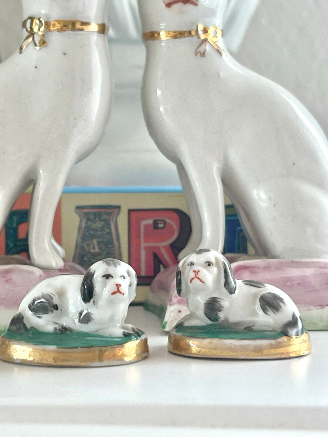 Vintage Pair of Chelsea Porcelain Mini King Charles Spaniel ...
