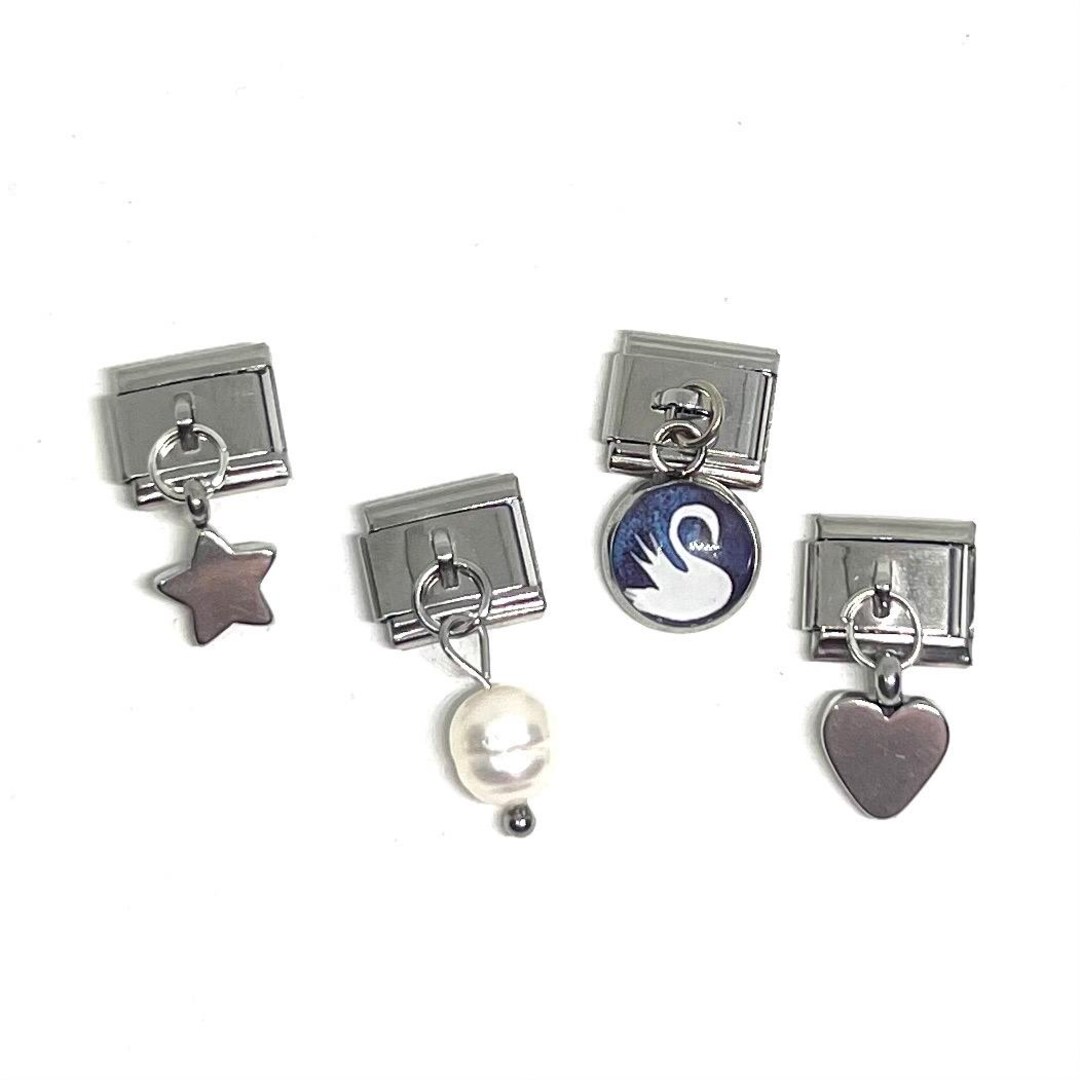 Silver Dangle Links- Italian Charm Bracelet Links - Etsy
