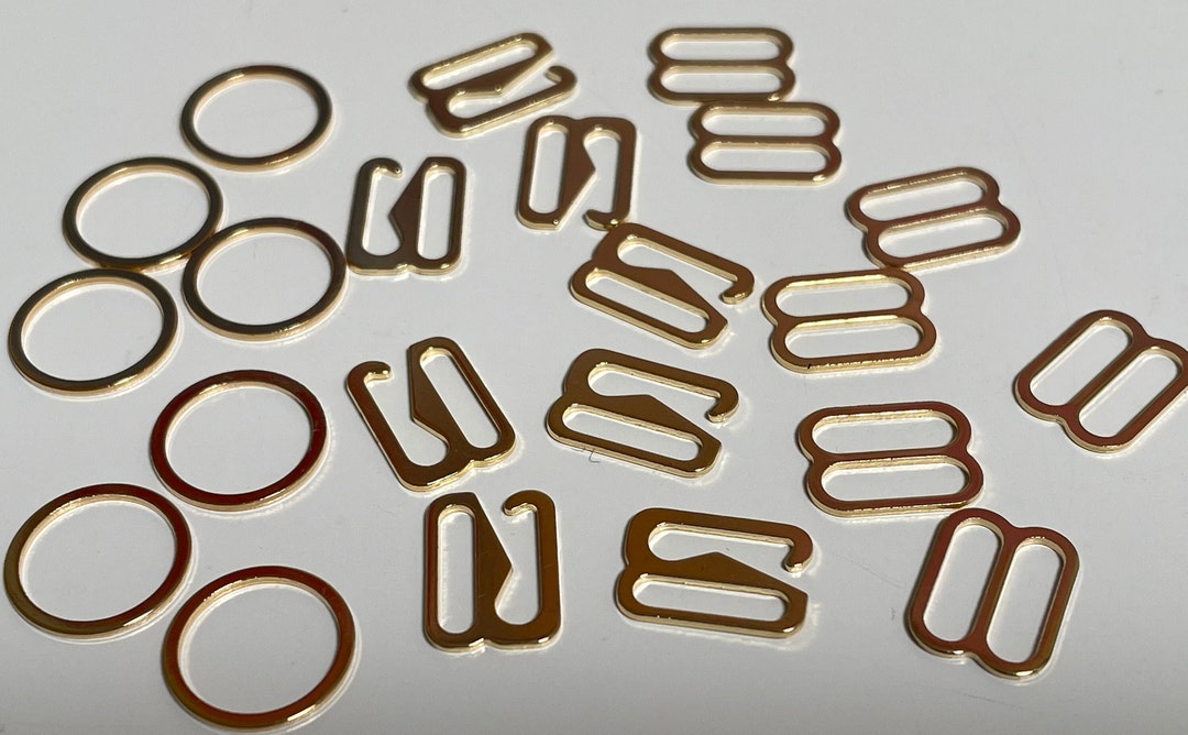 10mm Bra Lingerie Adjustable Metal Sliders Rings Hooks, Gold, Bra ...