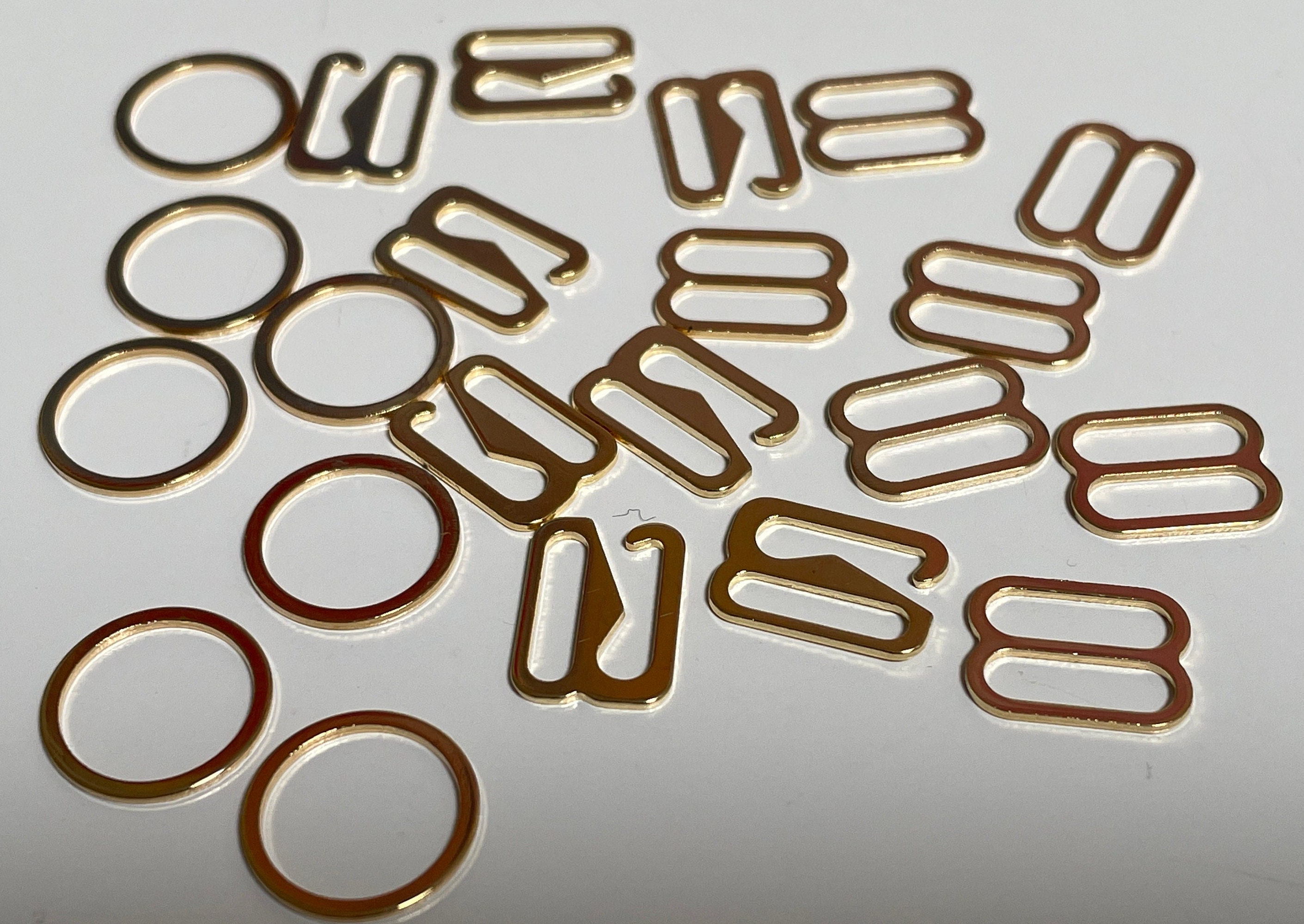 10mm Bra Lingerie Adjustable Metal Sliders Rings Hooks, Gold, Bra ...