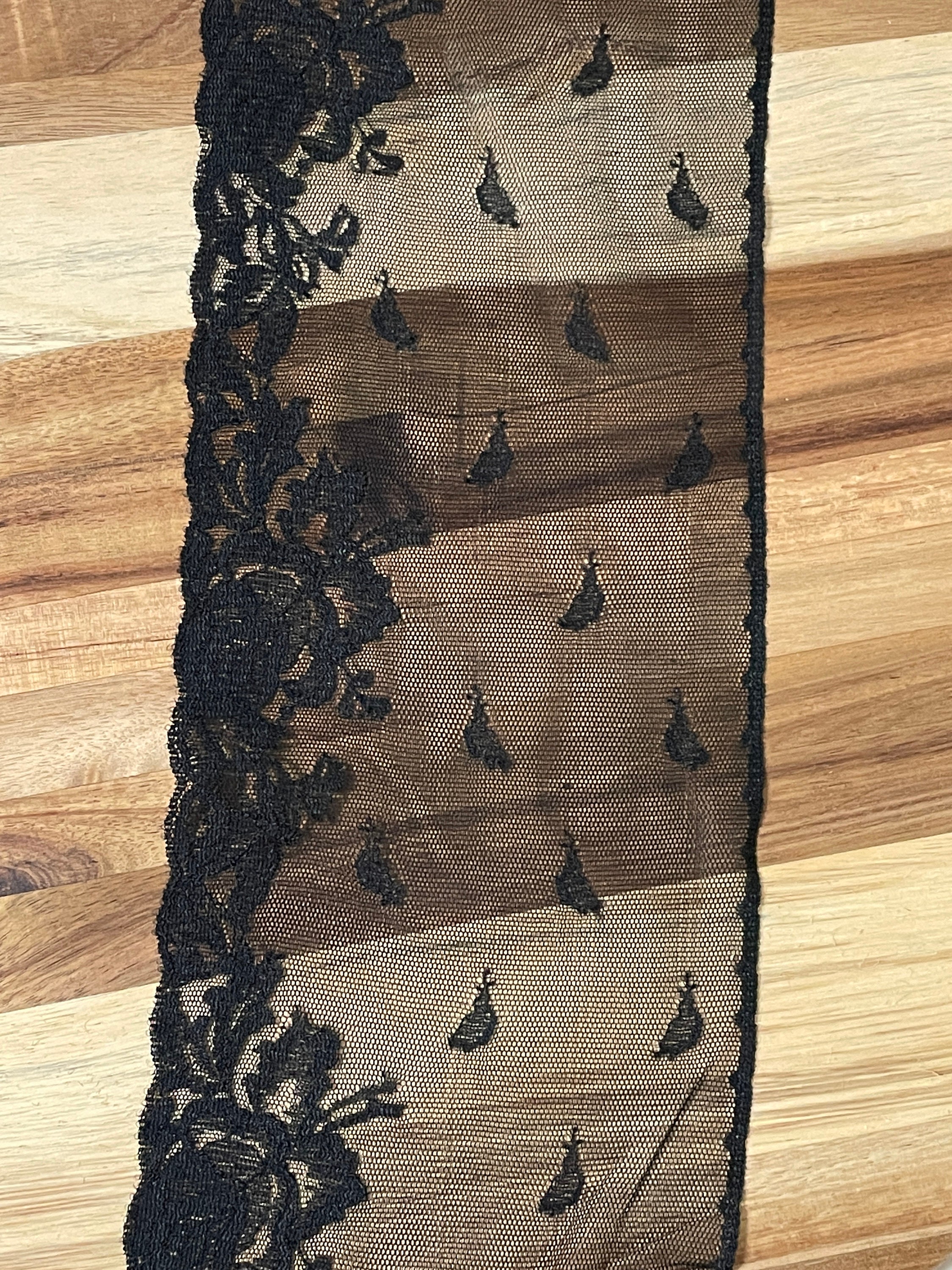 13cm Mesh Lace Trim, Wide Lace, Black for Bra Lingerie Making Clothing ...