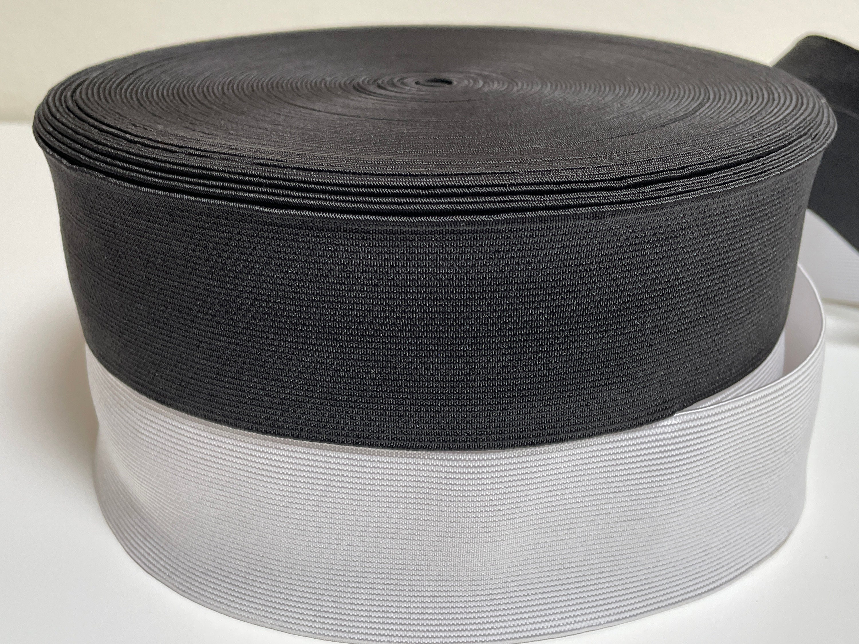 50mm Woven Elastic, 2 Inch Wide Elastic, White & Black, Waistband ...