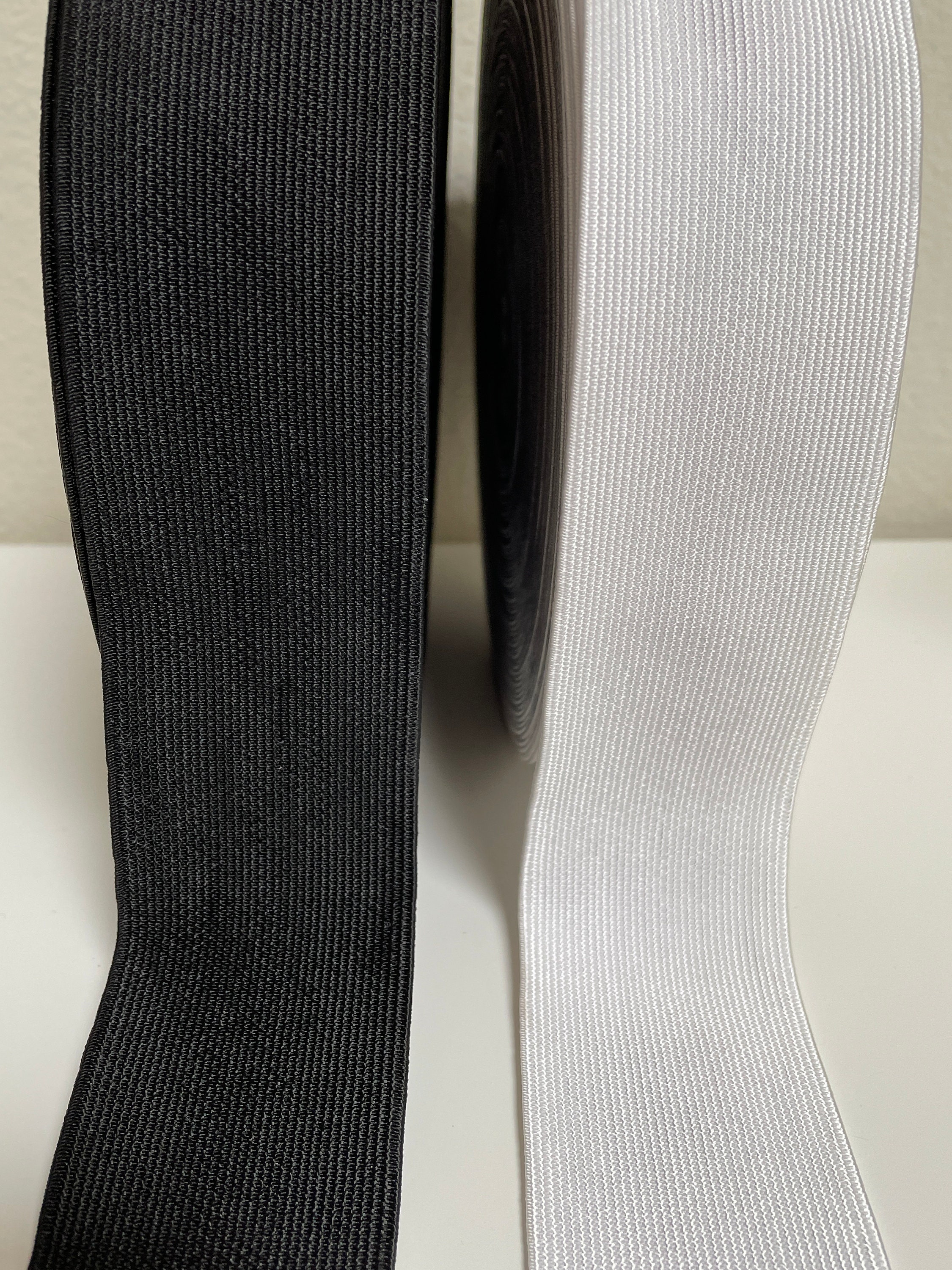50mm Woven Elastic, 2 Inch Wide Elastic, White & Black, Waistband ...
