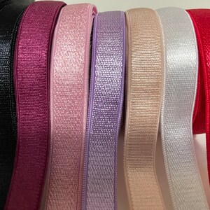 10mm Shiny Bra Strap Elastic, White, Black, Nude Pink, Red, Orchid ...