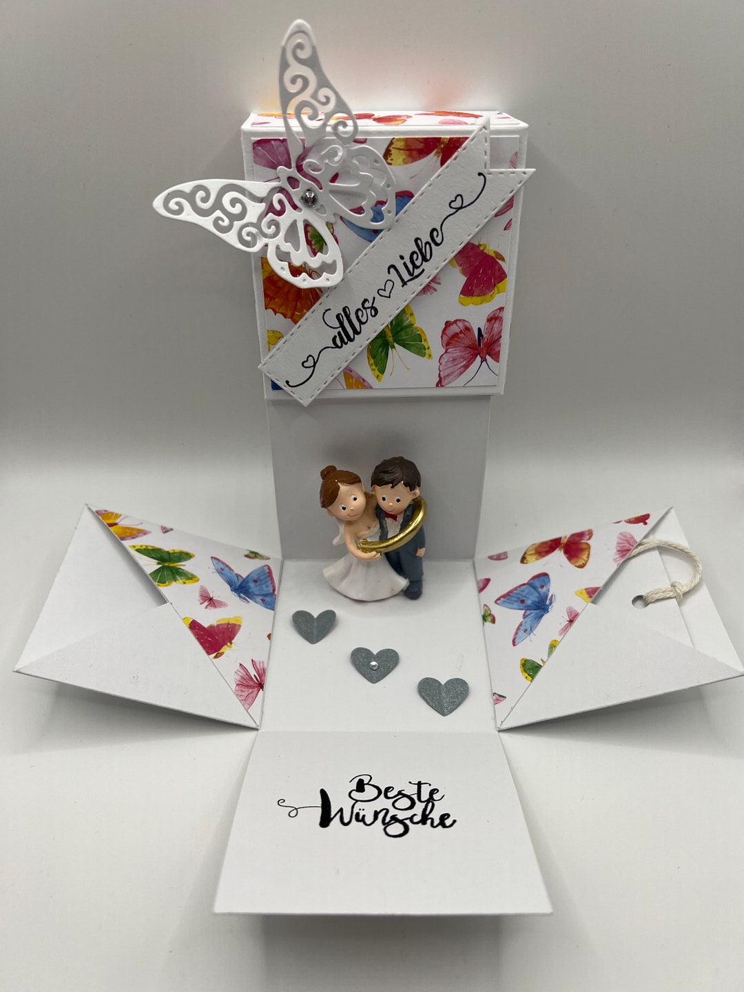Explosionsbox zur Hochzeit mit Brautpaar im Ring Kleines Dankeschön, Flitterwochen Flittergeld ...