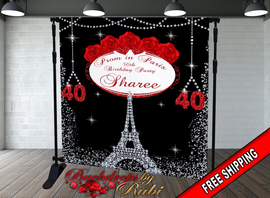 Paris Birthday Backdrop, Paris Backdrop, Birthday Party Background ...