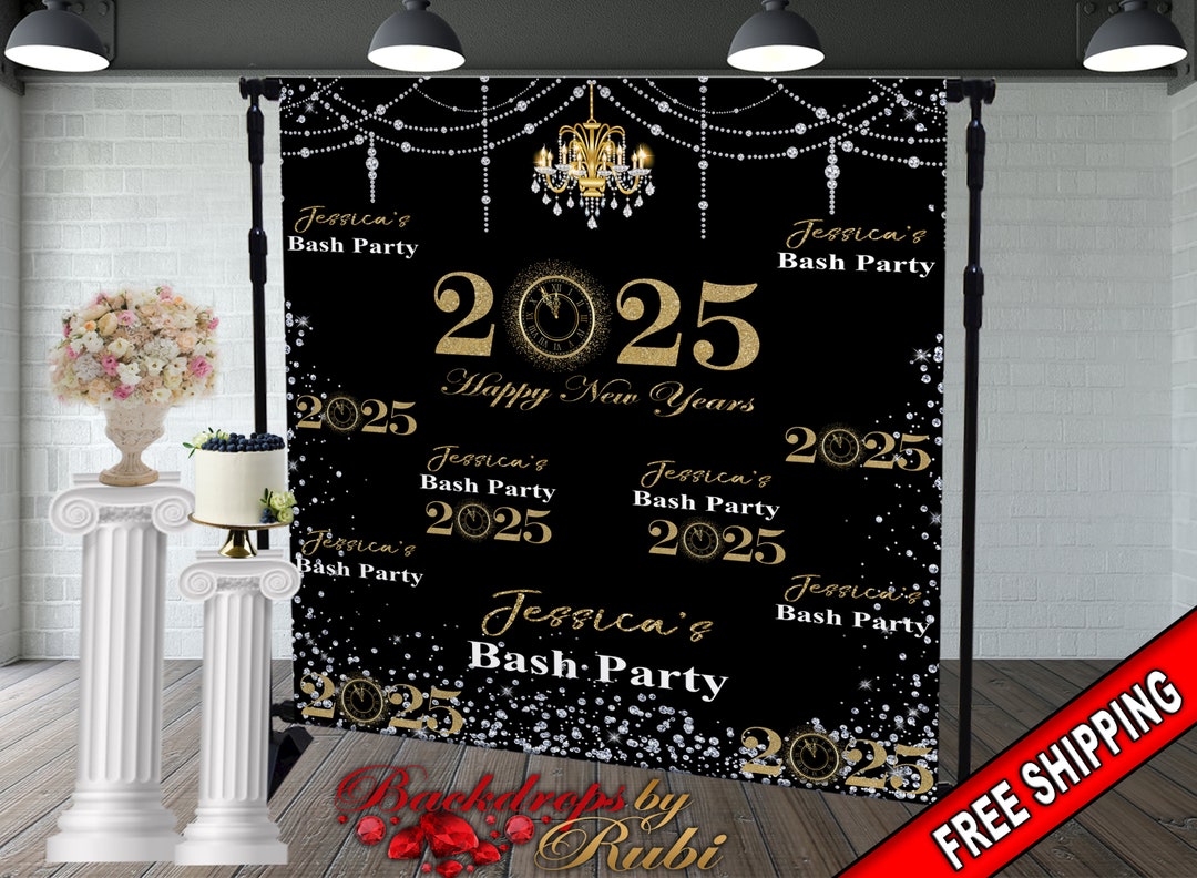 New Year's Step and Repeat Backdrop, New Year's Backdrop, New Year's ...