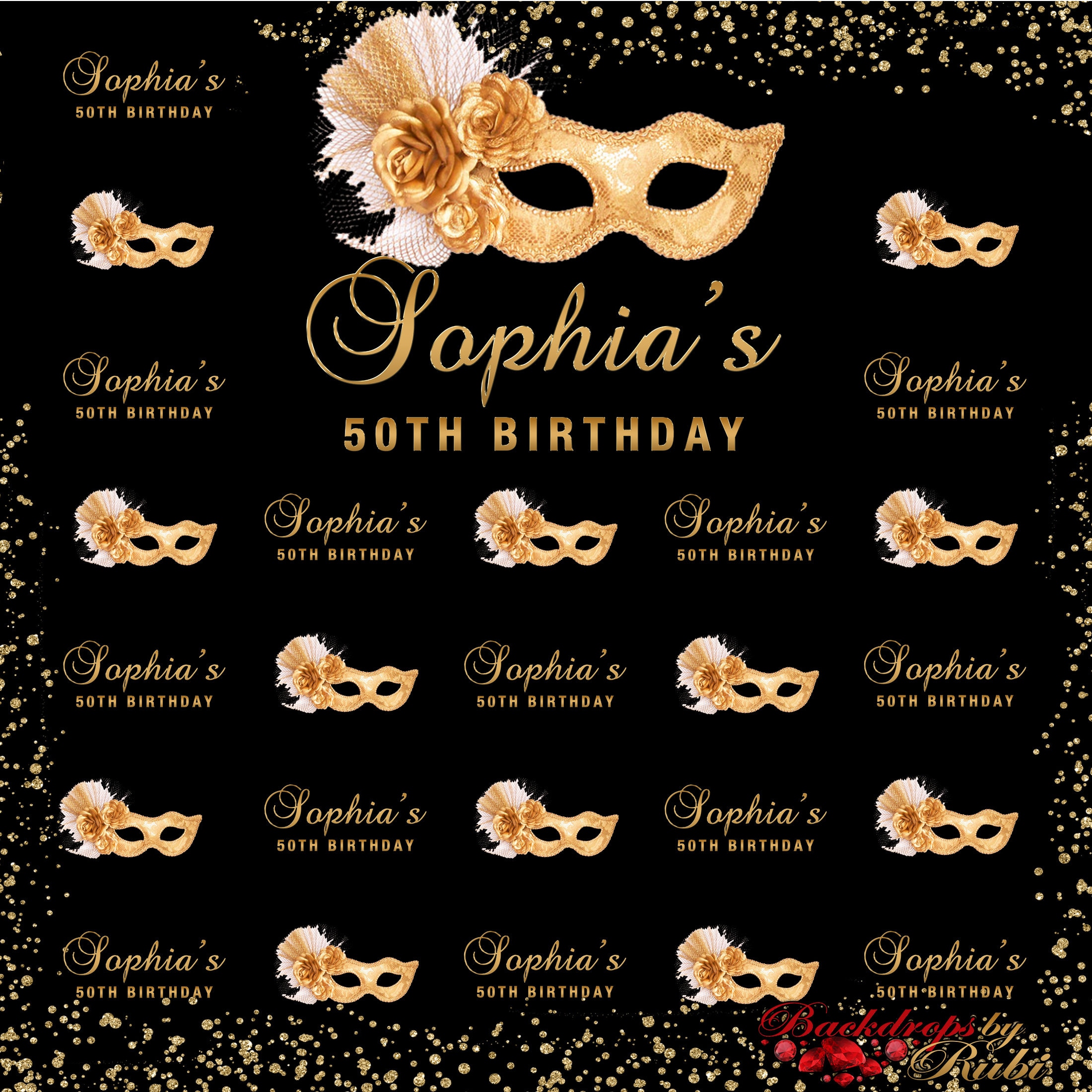 Masquerade Gold Backdrop Masquerade Step and Repeat Backdrop - Etsy