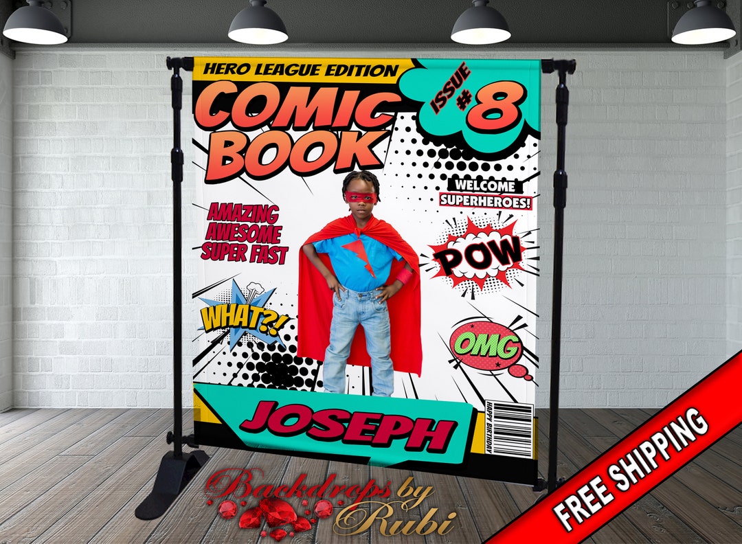 Comic Book Cover Backdrop, Comic Book Birthday, Comic Book Cover Banner ...