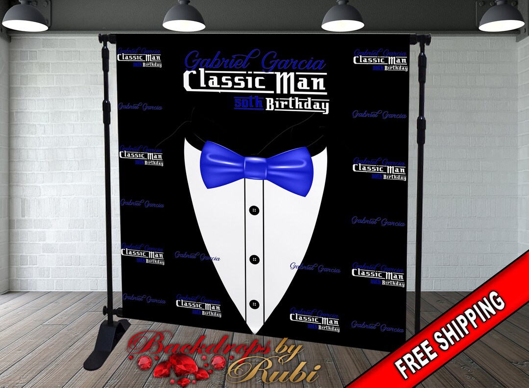 Classic Man Birthday Backdrop, Classic Man Step and Repeat Backdrop ...