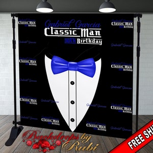 Classic Man Birthday Backdrop, Classic Man Step and Repeat Backdrop ...