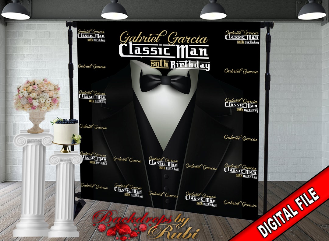Classic Man Birthday Backdrop, Classic Man Step and Repeat Backdrop ...