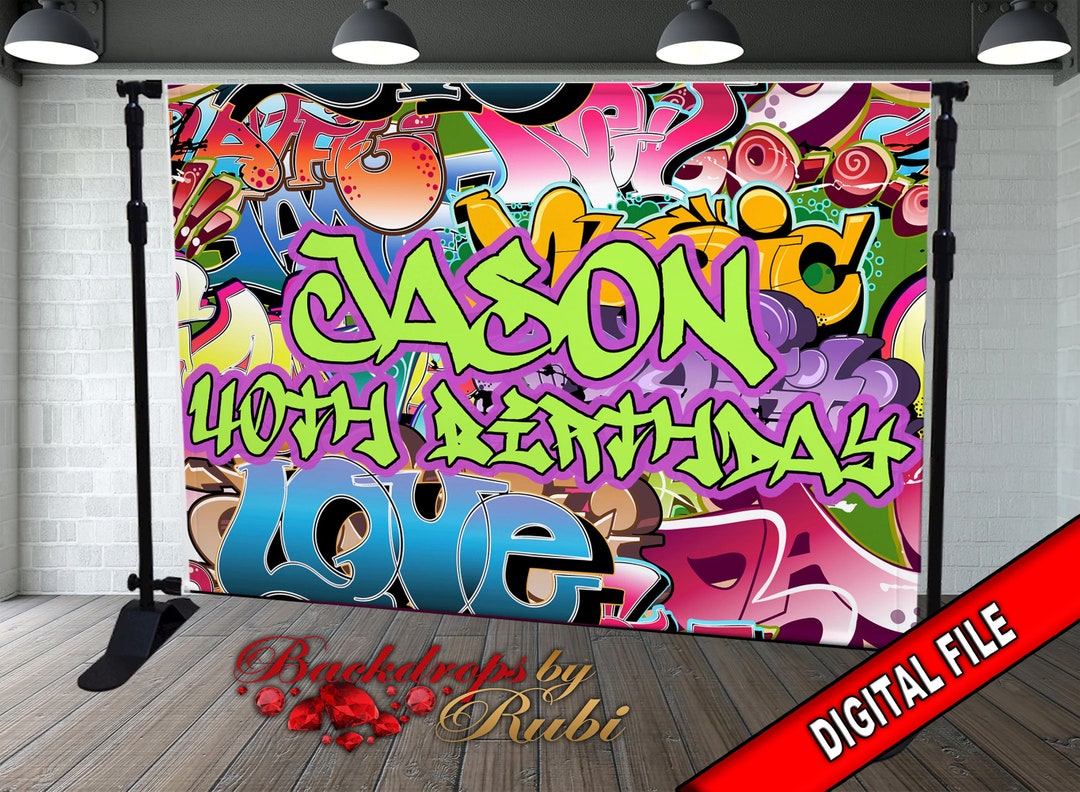 Graffiti Backdrop, Graffiti Banner, 80's 90's Hip Hop Rock Party ...