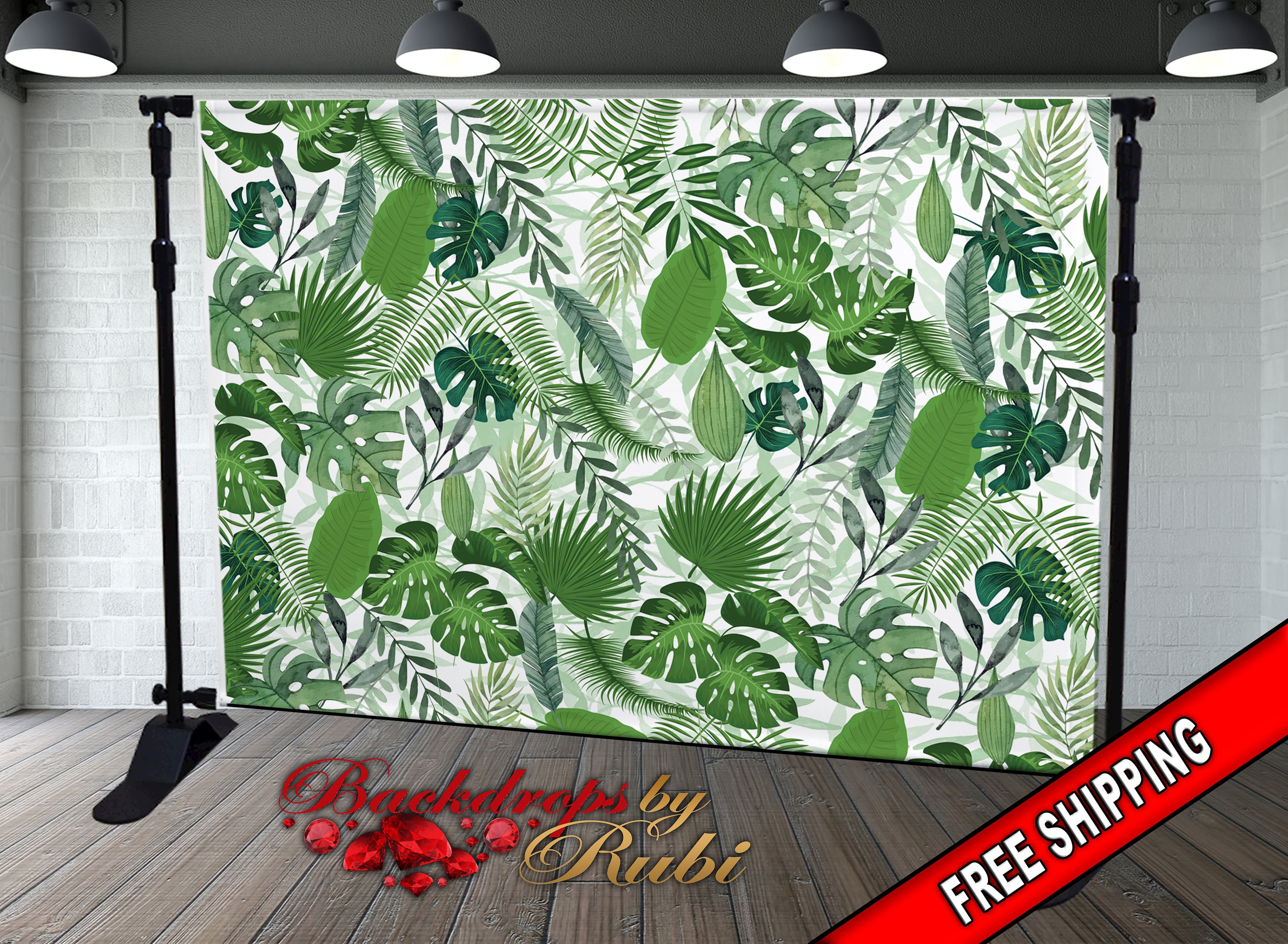 Green Leaves And Flowers Photo Backdrop Birthday Party Decoration ...