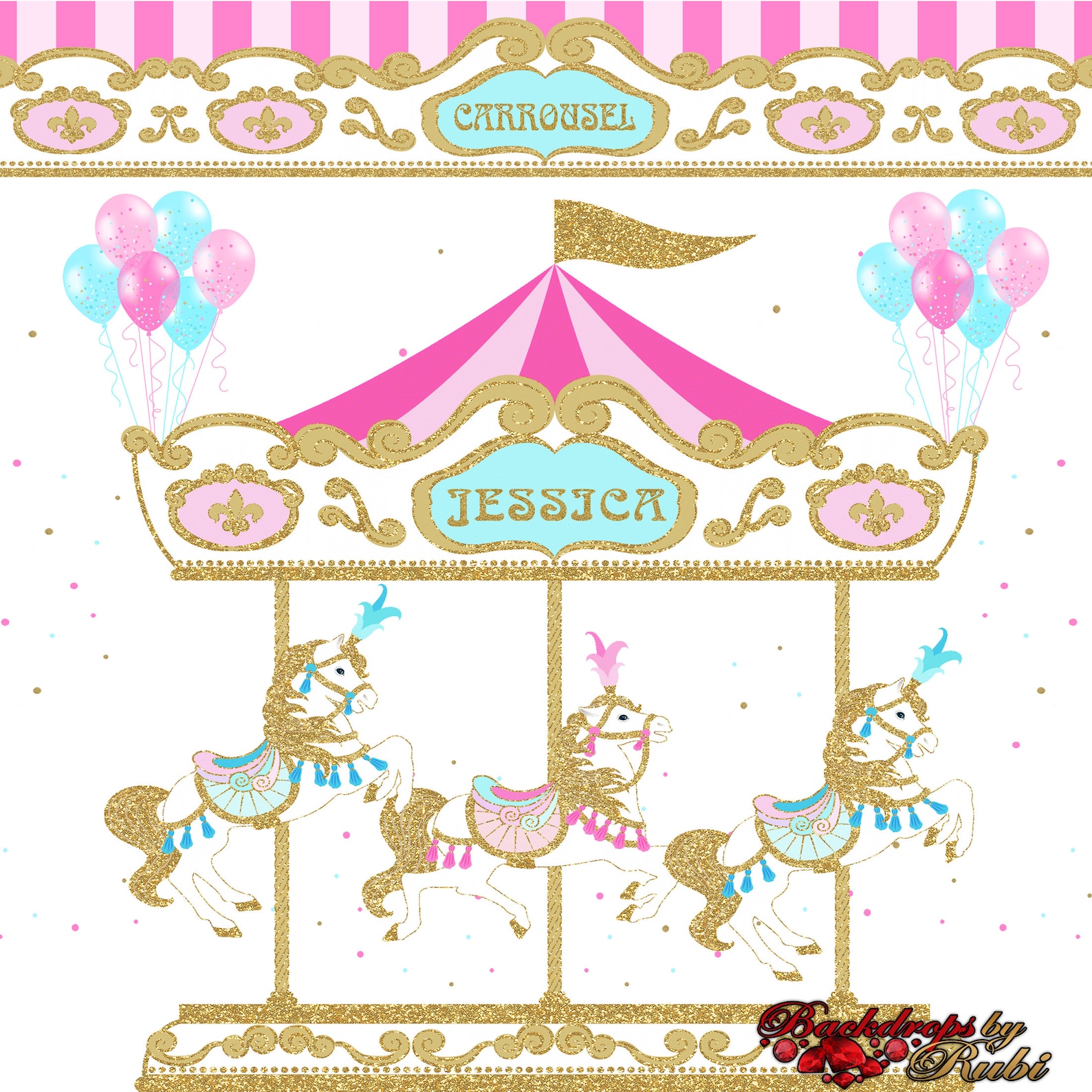 Carousel Backdrop Carousel Party Backdrop Carousel Banner | Etsy
