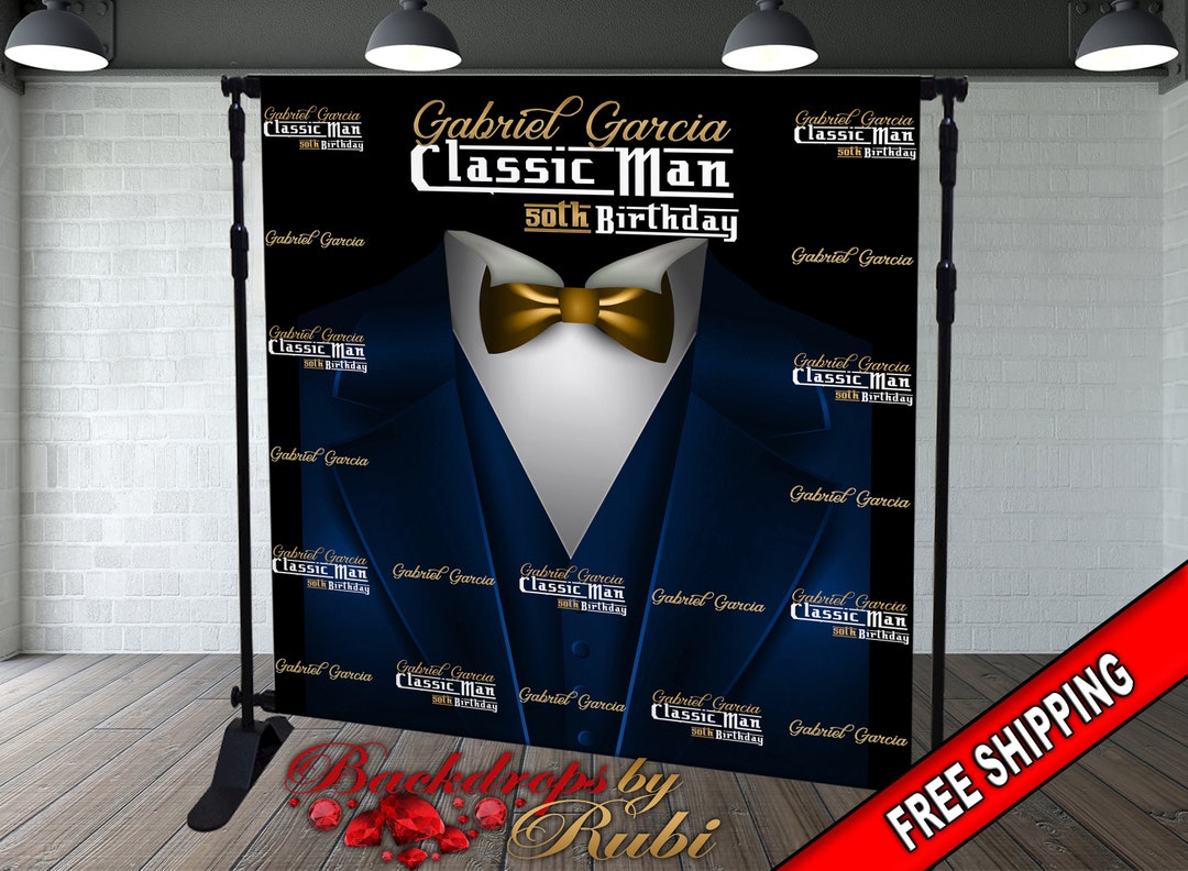Classic Man Birthday Backdrop, Classic Man Step and Repeat Backdrop ...