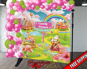 Candy Land Backdrop, Candy Land Banner, Candy Party Backdrop, Candy ...