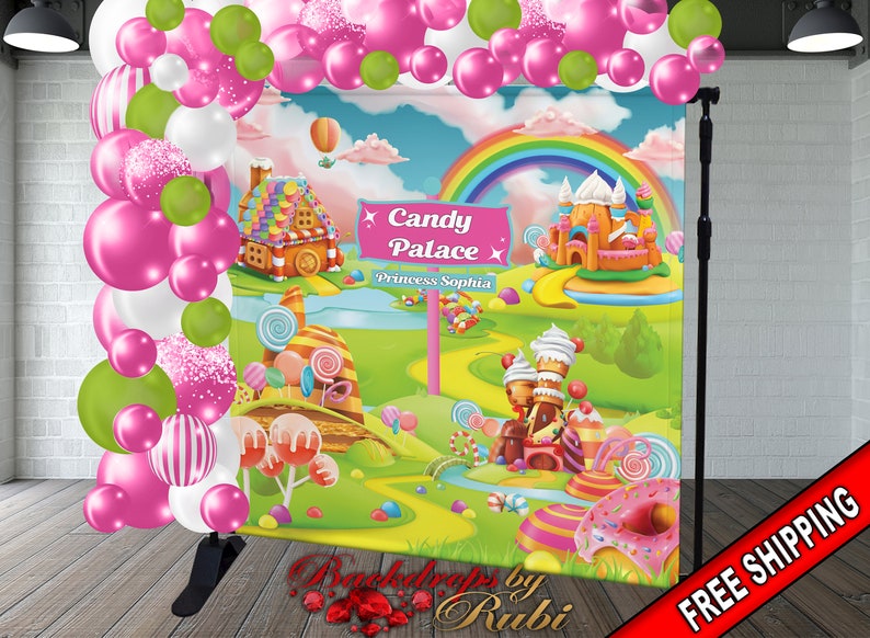 Candy Land Backdrop, Candy Land Banner, Candy Party Backdrop, Candy ...