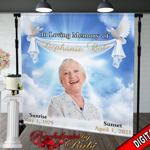 Memorial Backdrop, Funeral Backdrop, in Loving Memory Backdrop ...