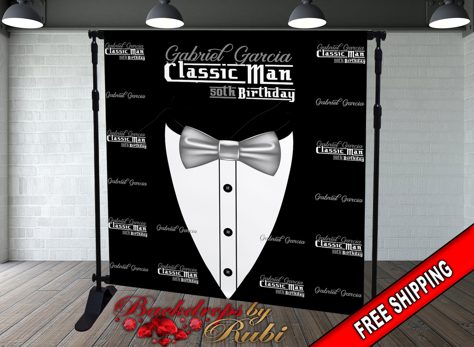 Classic Man Birthday Backdrop Classic Man Step and Repeat | Etsy