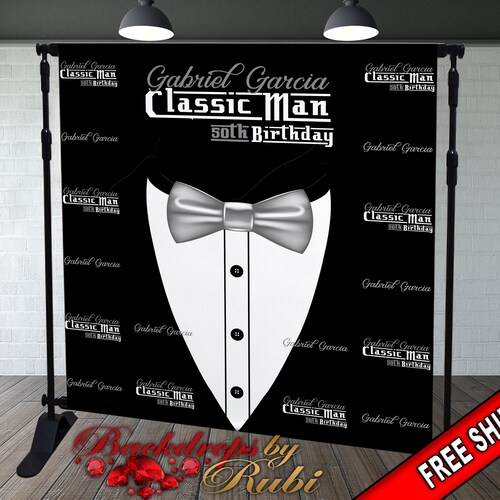 Classic Man Birthday Backdrop Classic Man Step and Repeat - Etsy