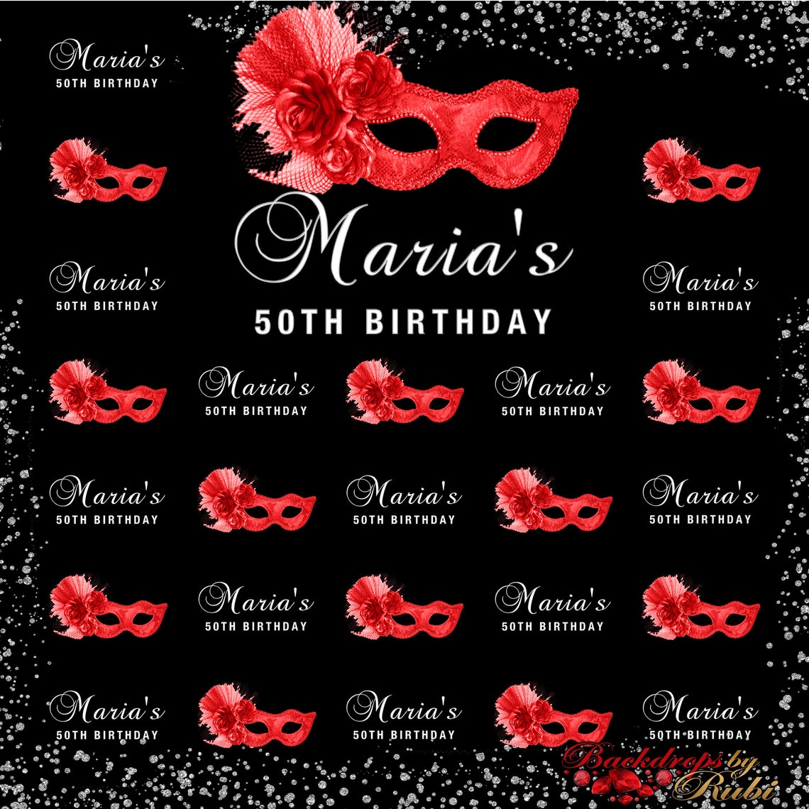 Masquerade Red Backdrop Masquerade Step and Repeat Backdrop | Etsy