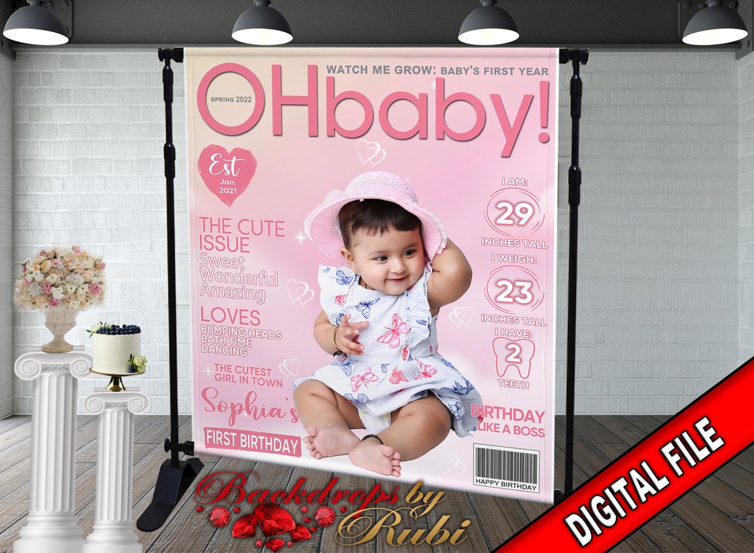 Magazine Baby Cover Backdrop, Magazine Cover Birthday, Magazine Cover ...