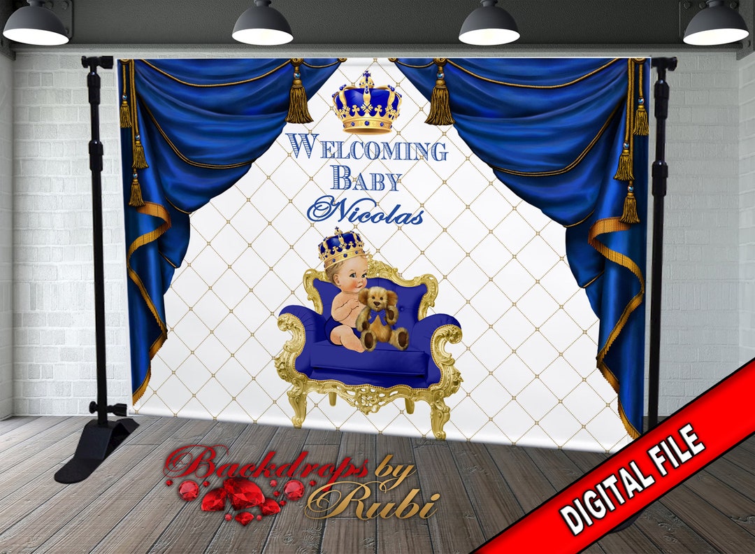 Royal Prince Theme Backdrop, Blue Crown Prince Backdrop, Royal Prince ...