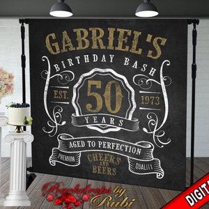 Vintage Men Birthday Backdrop, Classic Man Step and Repeat Backdrop ...