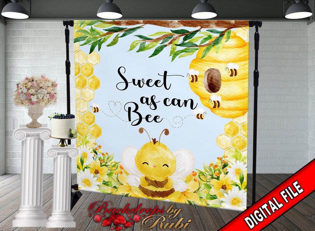 Sweet as Can Bee Backdrop, Bee Birthday Backdrop, Honeybee Baby Shower ...