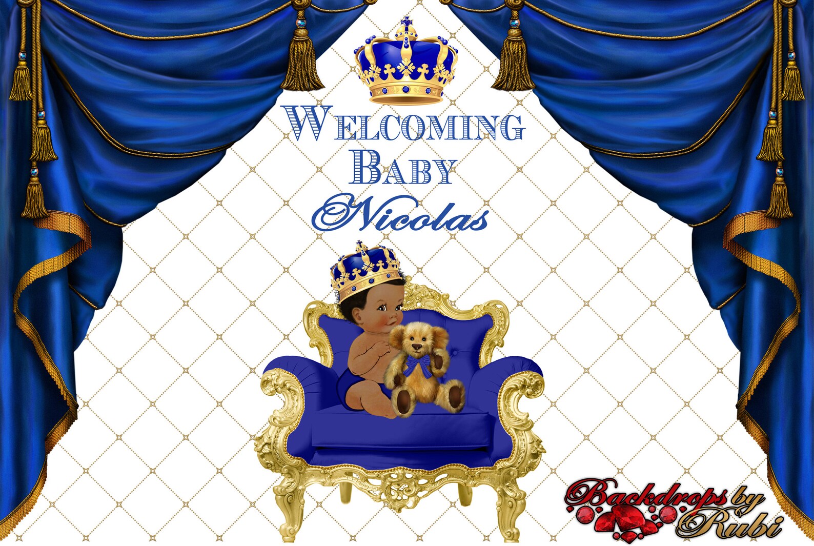 Royal Prince Theme Backdrop Blue Crown Prince Backdrop Royal - Etsy