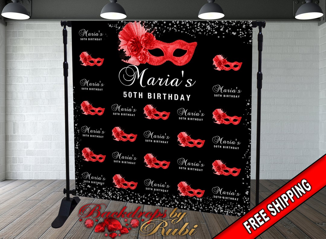 Masquerade Red Backdrop, Masquerade Step and Repeat Backdrop, 50 Shades ...