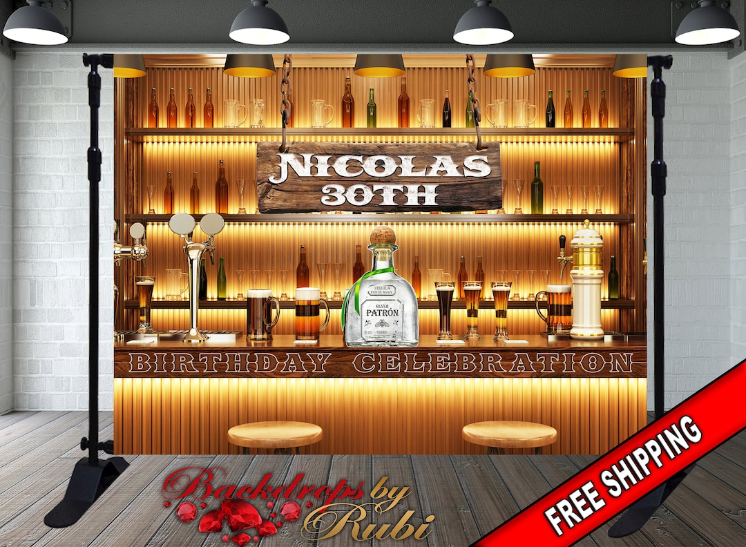 Bar Backdrop, 50th Birthday Backdrop, Men's Bar Backdrop, Men's ...