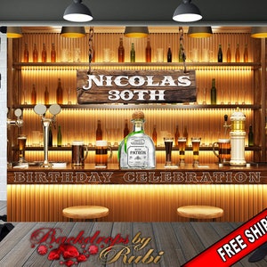 Bar Backdrop, 50th Birthday Backdrop, Men's Bar Backdrop, Men's ...
