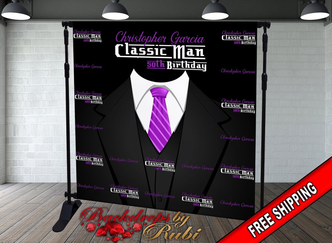 Classic Man Birthday Backdrop Classic Man Step and Repeat - Etsy