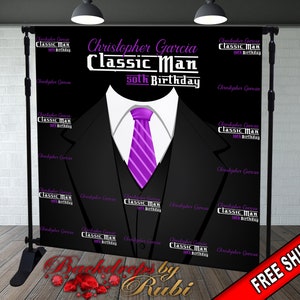 Classic Man Birthday Backdrop, Classic Man Step and Repeat Backdrop ...