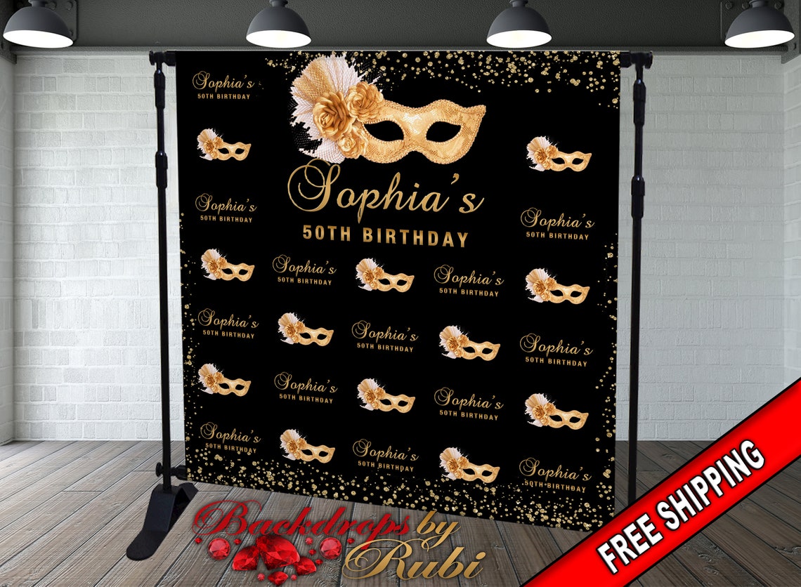 Masquerade Gold Backdrop Masquerade Step and Repeat Backdrop - Etsy