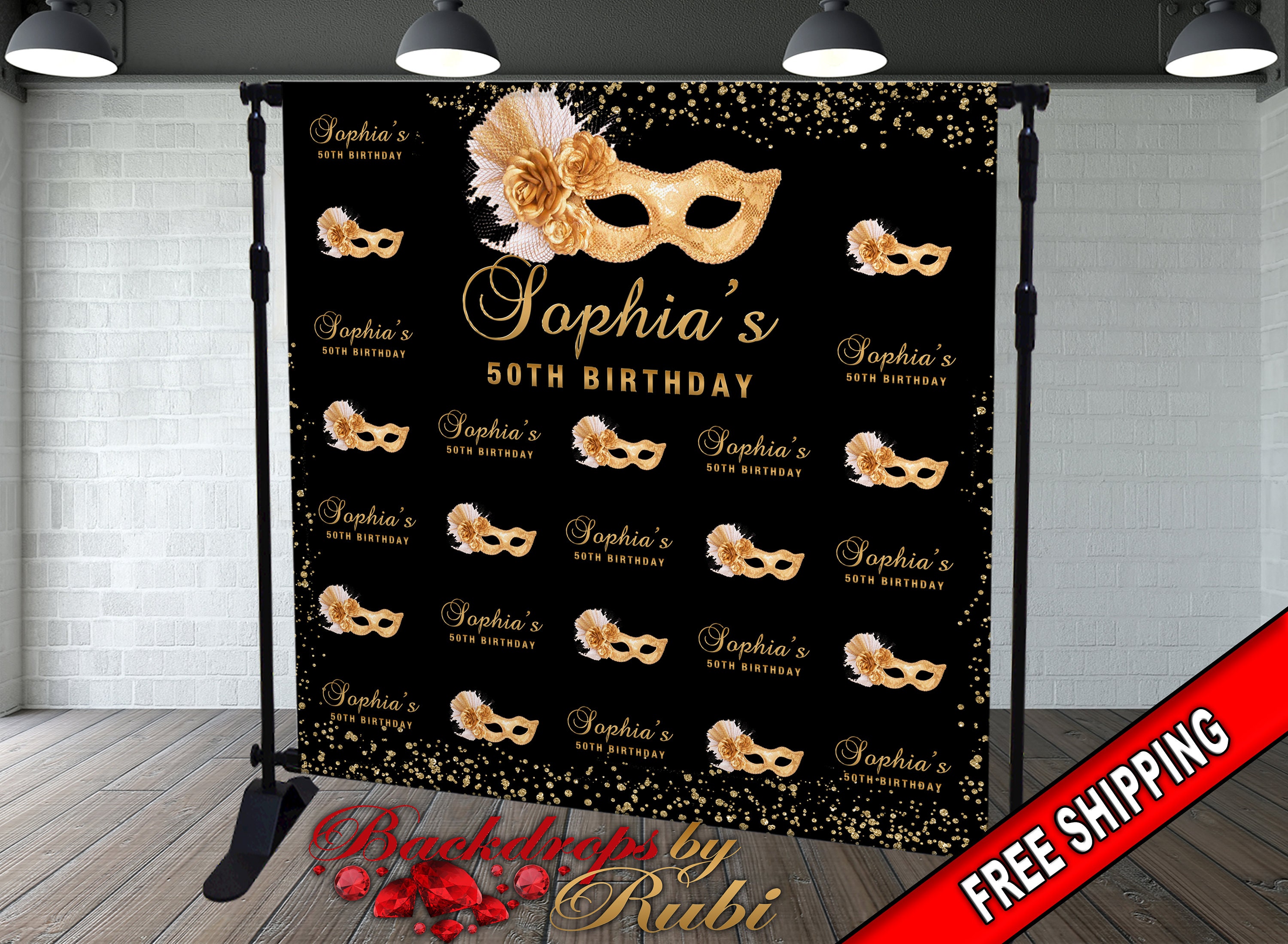 Masquerade Gold Backdrop Masquerade Step and Repeat Backdrop - Etsy
