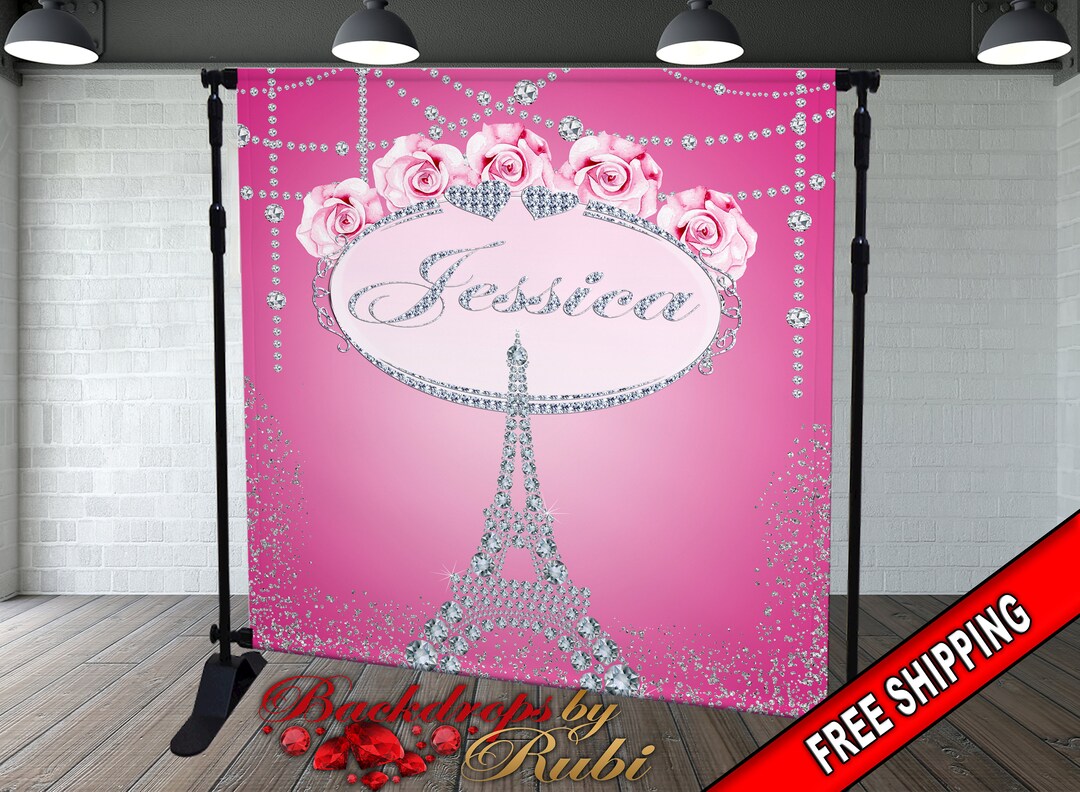 Paris Birthday Backdrop, Paris Backdrop, Birthday Party Background ...