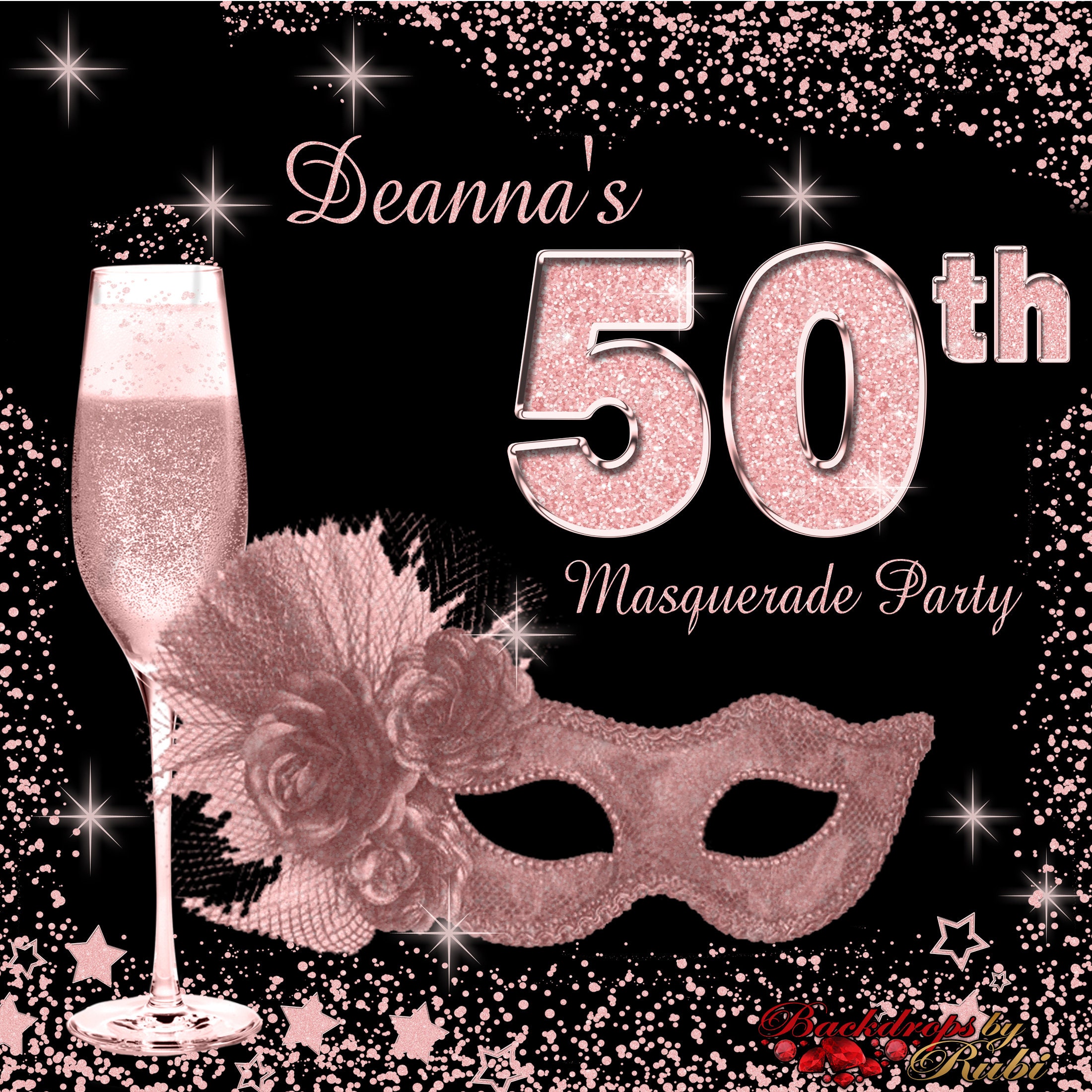 Masquerade Rose Gold Backdrop Masquerade Step and Repeat - Etsy