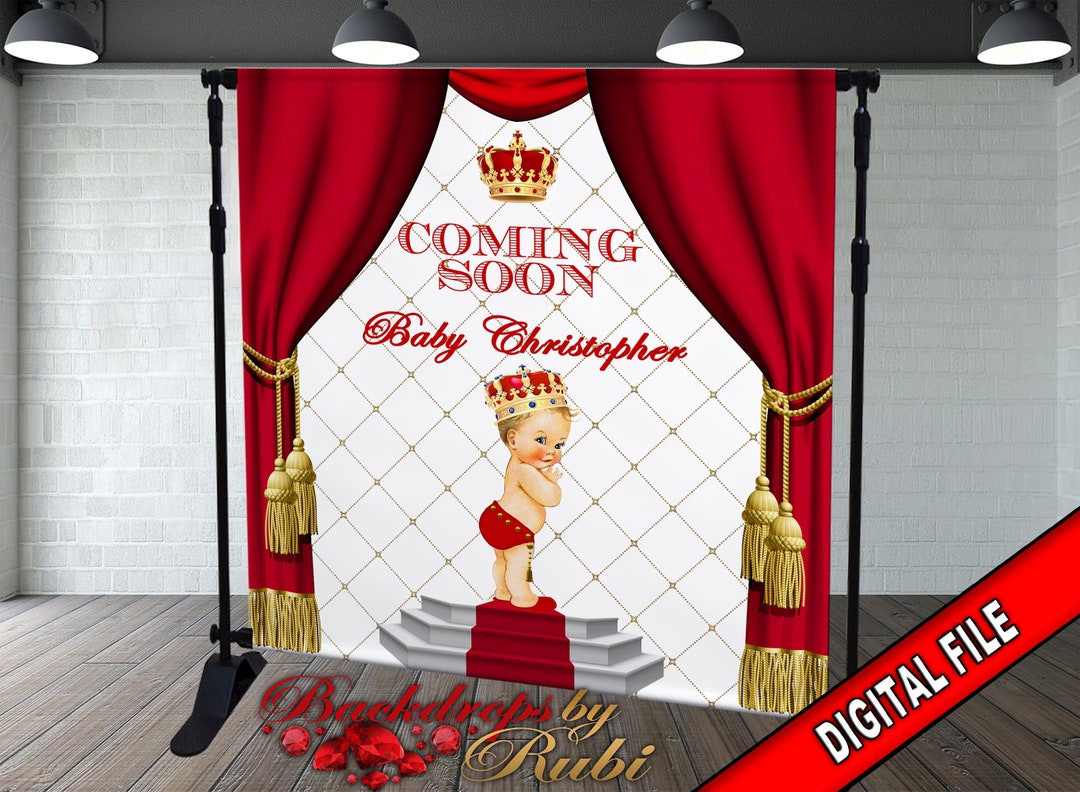 Prince Theme Backdrop, Red Crown Prince Backdrop, Royal Prince Baby ...